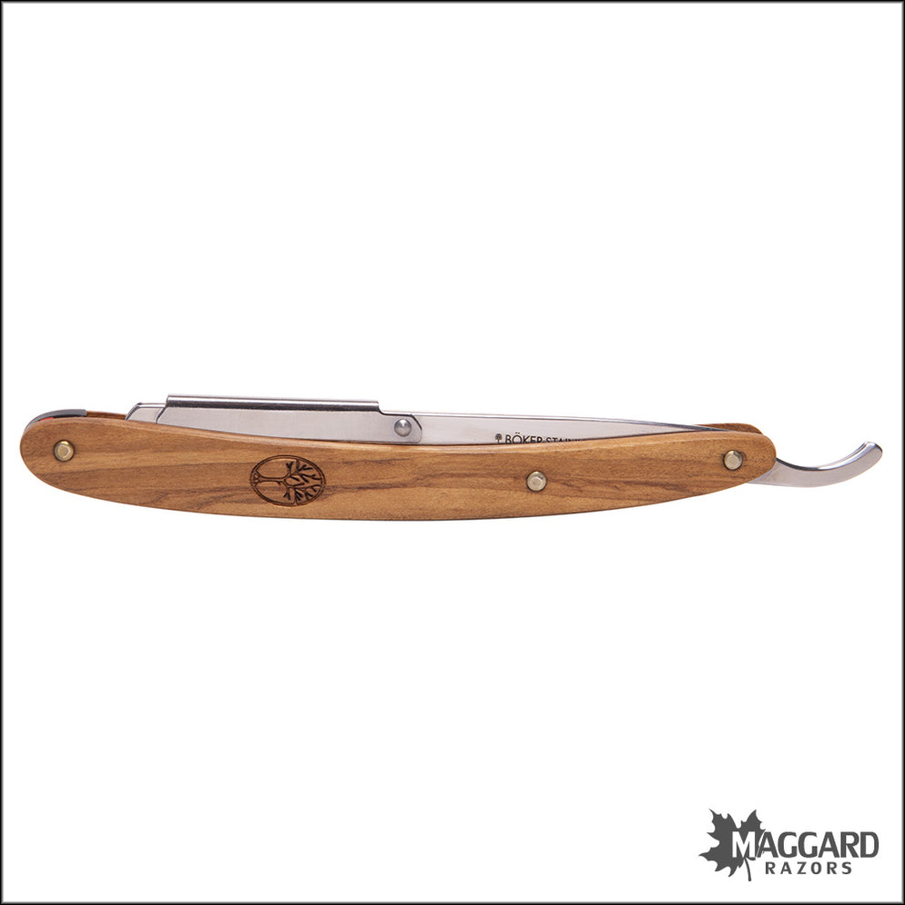 Boker 140906 Pro Barberette Stainless Steel Shavette Razor, Olive Wood ...