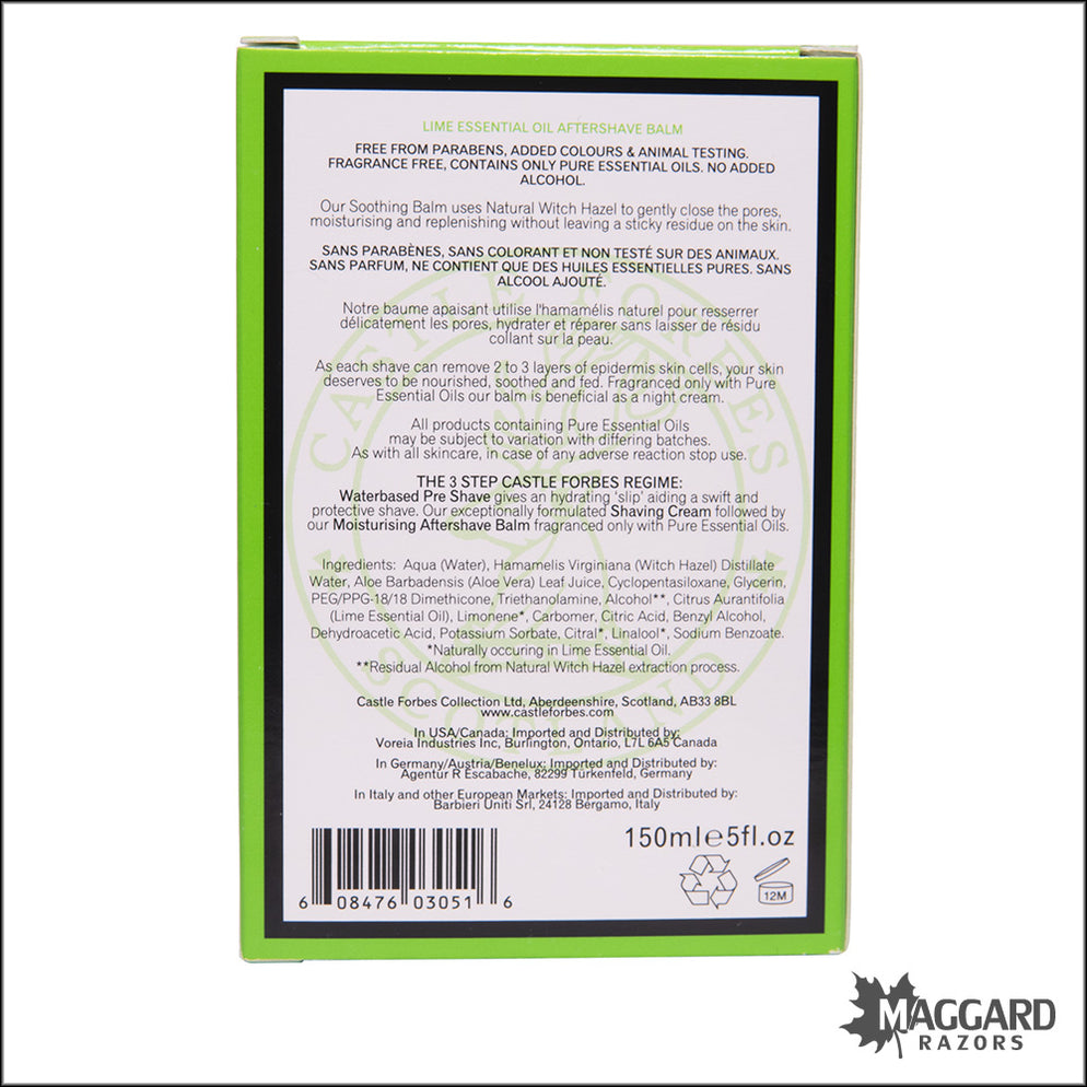 Castle Forbes Lime Essential Oils Aftershave Balm, 150ml — Maggard Razors