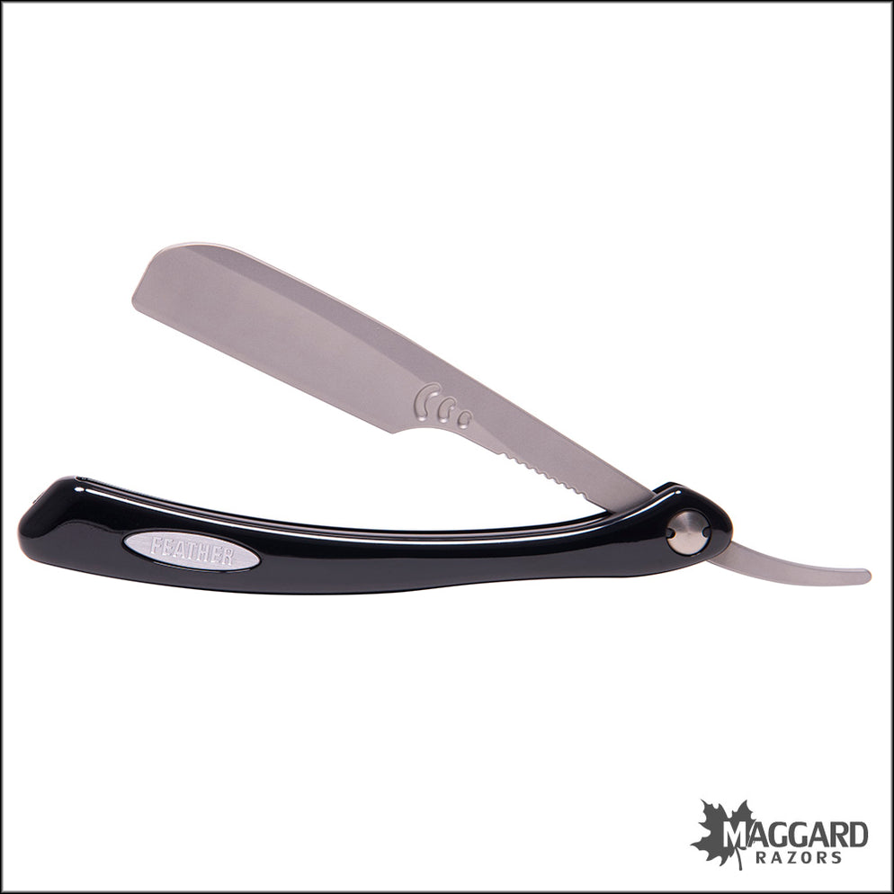 Feather Artist Club SR Folding Straight Razor Shavette, Black Handle ...