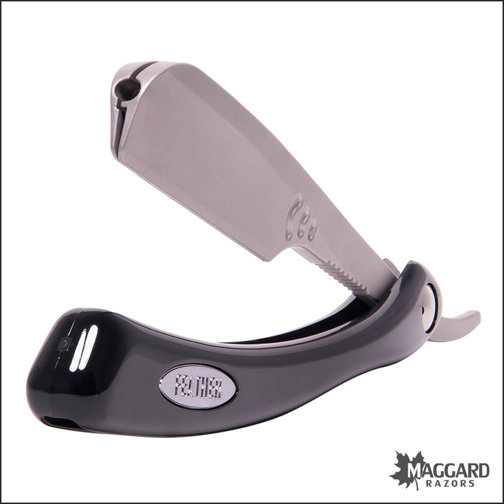 Feather Artist Club SR Folding Straight Razor Shavette, Black Handle ...