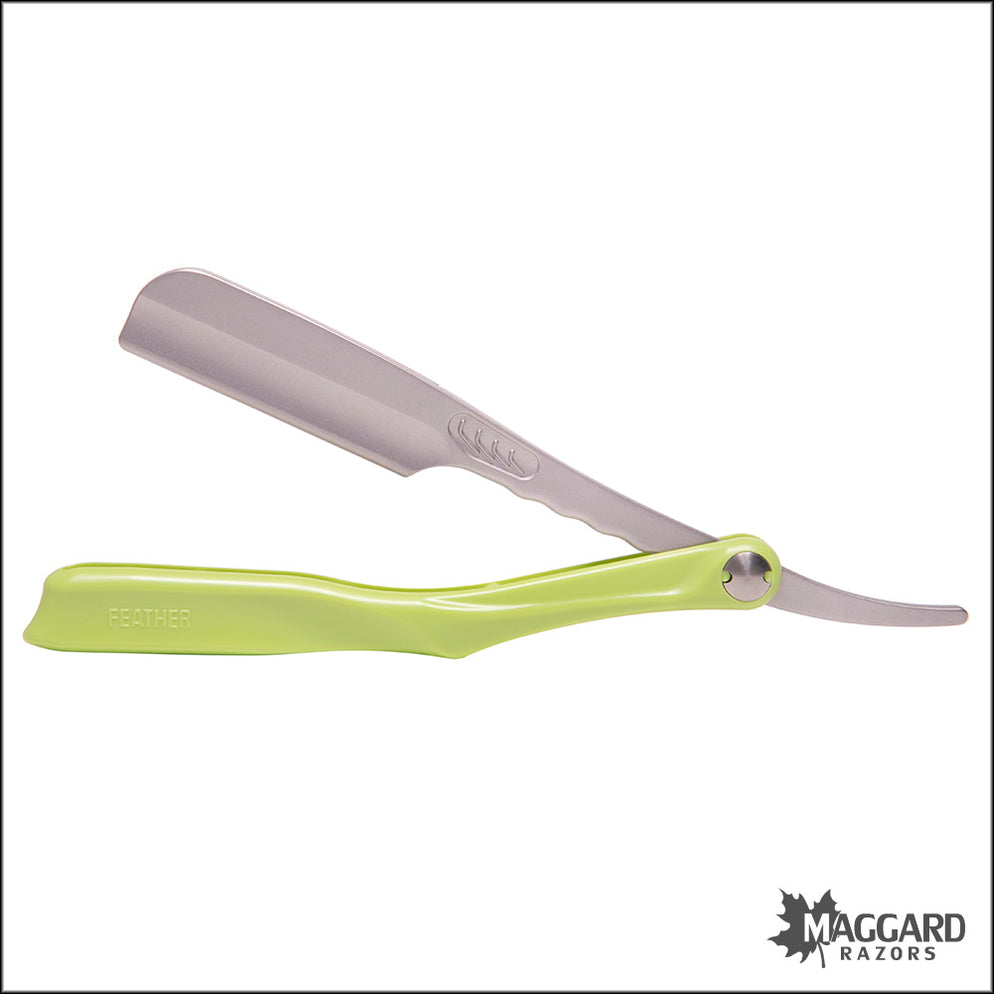 Feather Artist Club SS Folding Straight Razor Shavette, Lime Handle ...