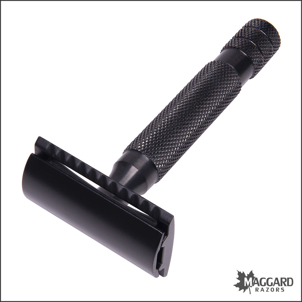 Maggard Razors DE Safety Razor MR11 Black Anodized Stainless Steel Han