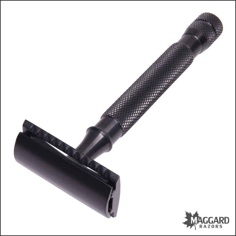 Maggard Razors DE Safety Razor MR18 Black Anodized Stainless Steel Han
