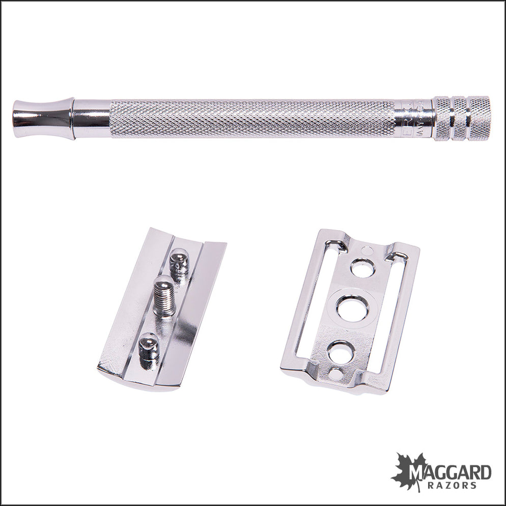 Merkur 24C Chrome Long Slim Handle Closed Comb DE Safety Razor ...