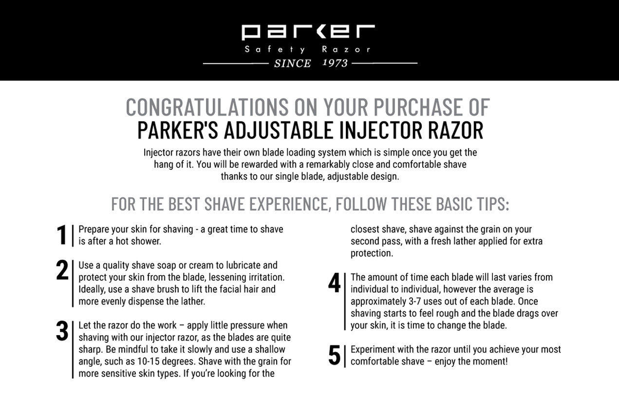 Parker Adjustable Single Edge Injector Razor, Stainless Steel - Versio ...