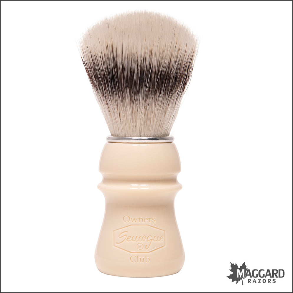 Semogue Owners Club C5 Synthetic Sylver Shaving Brush, Ivory Resin Han ...