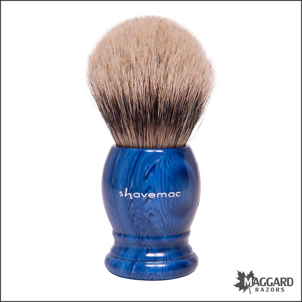 Shavemac 177-257-26 Blue Marble Handle Silvertip Badger Shaving Brush ...