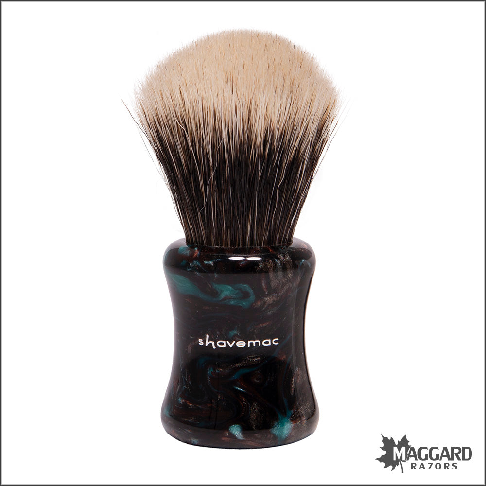 Shavemac 386-060-22 Black Peacock Handle Silvertip D01 2-Band Badger S ...