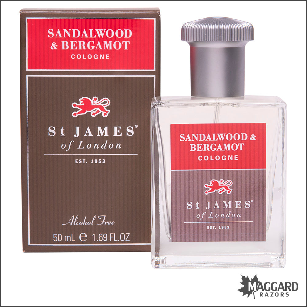 St James of London Sandalwood and Bergamot Cologne, 50ml - Alcohol Fre ...