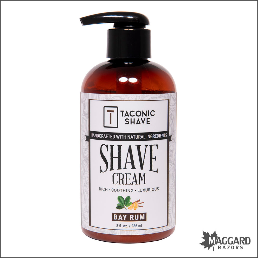 Taconic Shave Bay Rum Organic Shave Cream, 8oz Pump Bottle — Maggard Razors