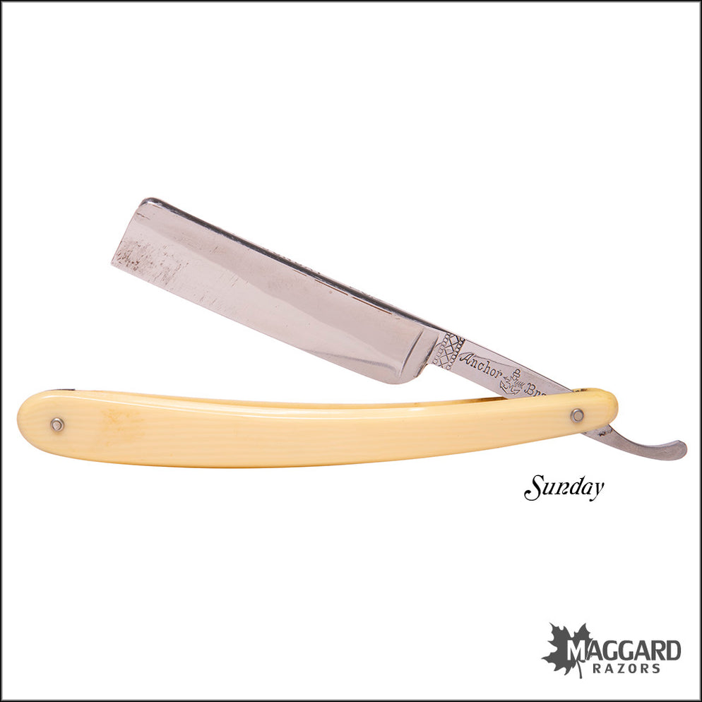 #1052 Vintage Straight Razor 7-Day Set - Wester Bros. Anchor Brand 11 ...