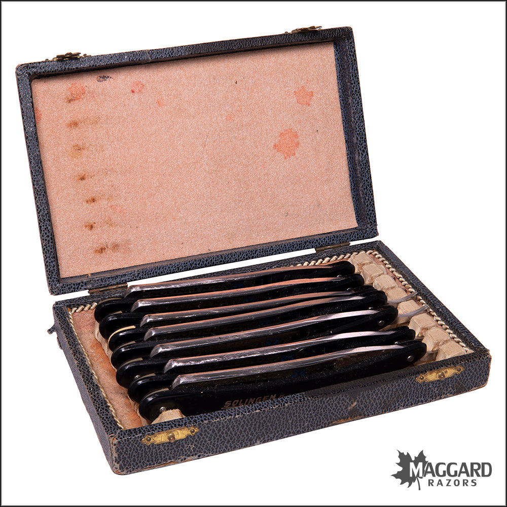 #1057 Vintage Straight Razor 7-Day Set - "SilberStahl" Solingen 13/16 ...
