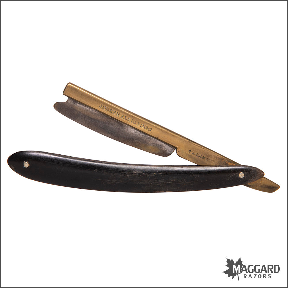 #1073 Vintage Straight Razor - Joseph Elliot Brass Frameback — Maggard ...