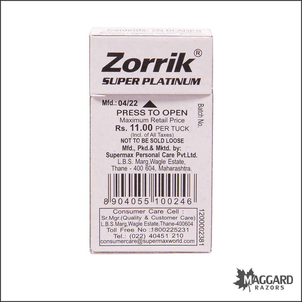 Zorrik Super Platinum and Super Max Stainless Combo Pack Double Edge S ...