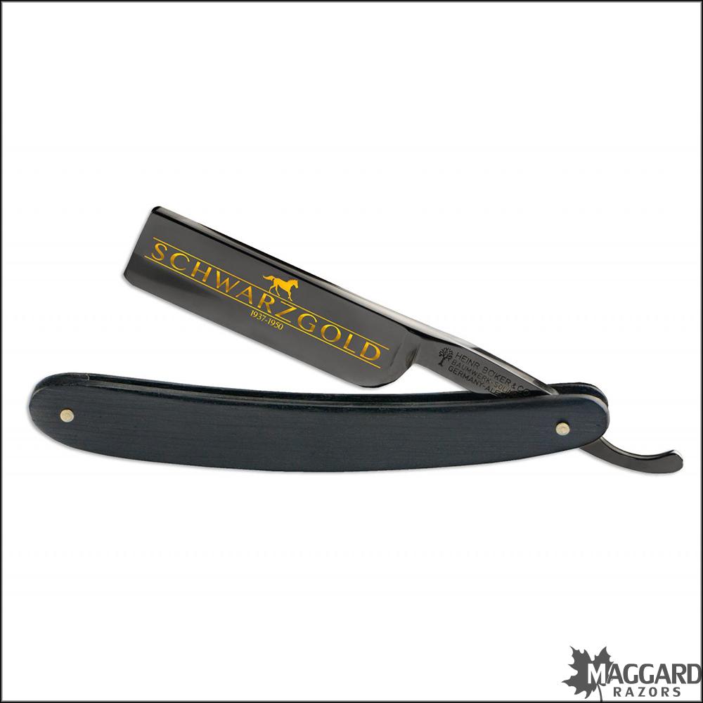 Boker 140612 Schwarzgold 6/8 Square Point Straight Razor, Professional ...