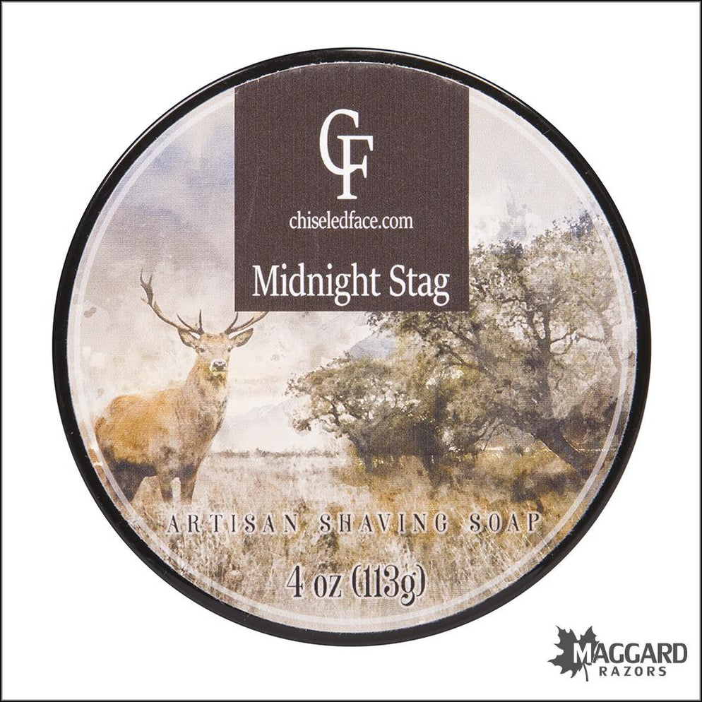 Chiseled Face Midnight Stag Artisan Shaving Soap, 4oz - Silk Tallow Ba — Maggard Razors
