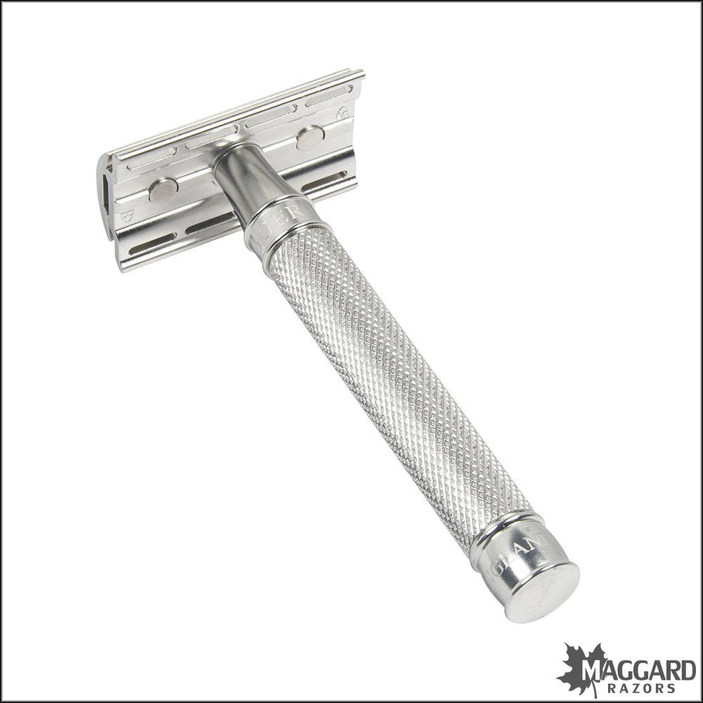 Edwin Jagger DESSKNBL 3ONE6 Stainless Steel Knurled DE Safety Razor ...