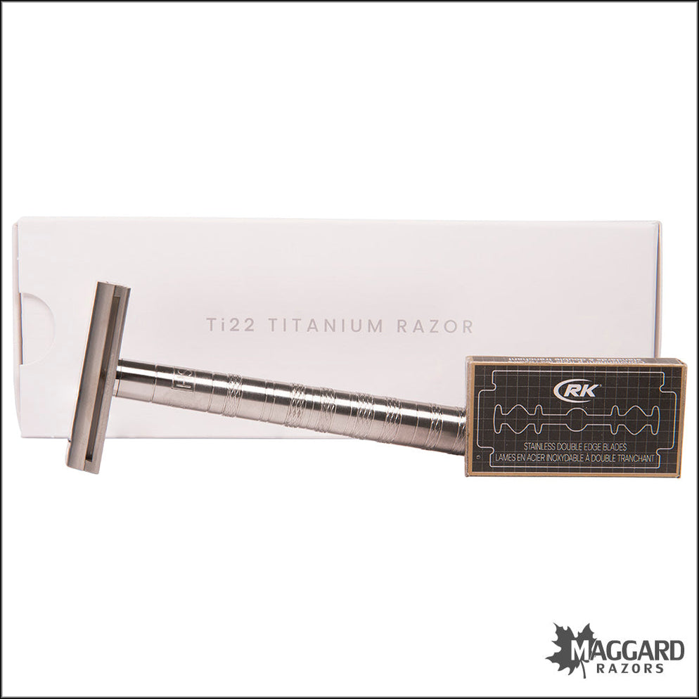 Henson Shaving Ti22 Titanium Machined DE Safety Razor, Aggressive Expo ...