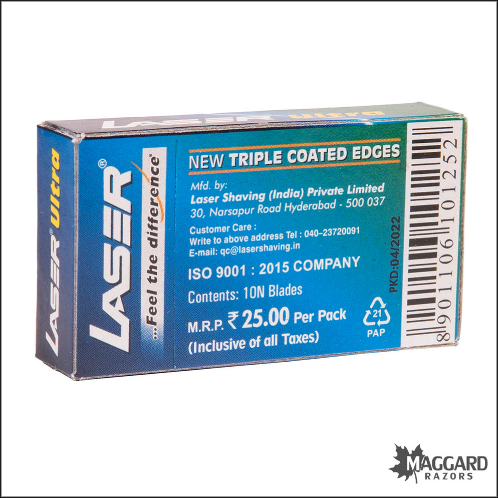 Laser Ultra Triple Coated Stainless Steel DE Safety Razor Blades, 10 B ...
