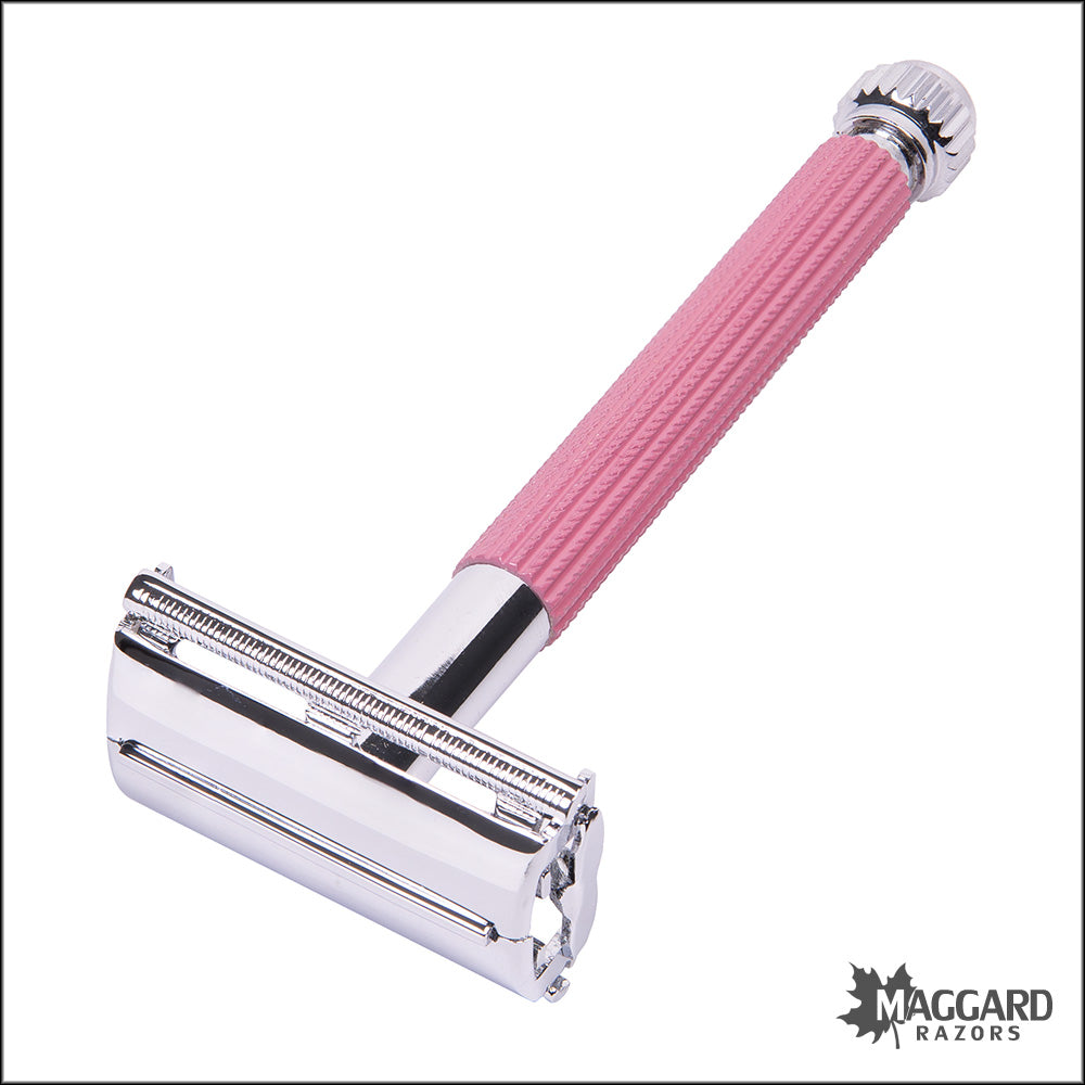 Parker 29L Pink Handle TTO Long Handled DE Safety Razor — Maggard Razors