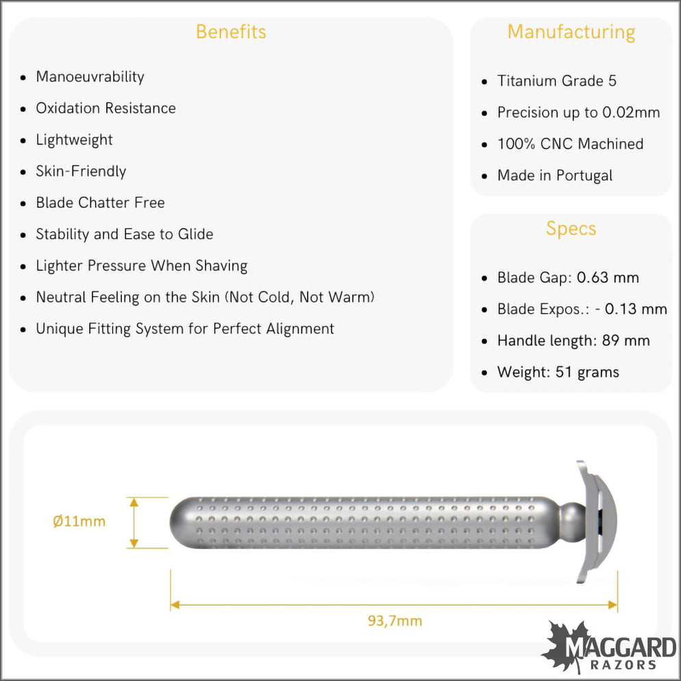 Tatara Razors Masamune Titanium Closed Comb DE Safety Razor, Matte Fin ...